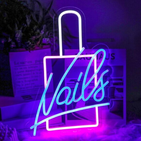 Accents | New Nails Neon Sign Led Wall Light For Salon Bedroom Beauty ...